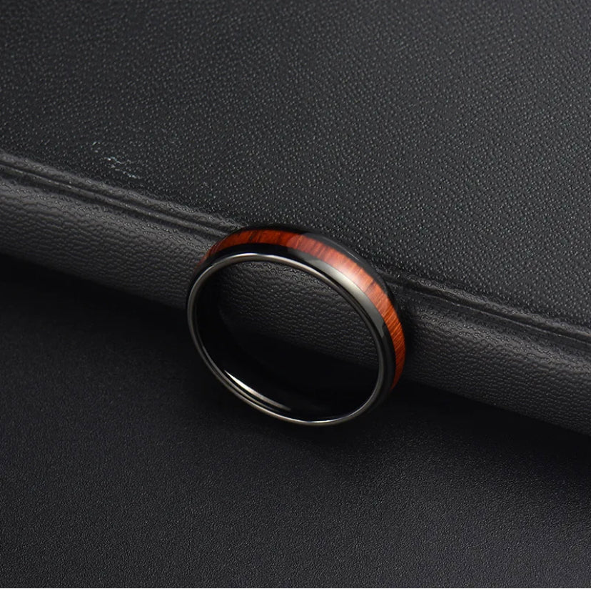 The Grain | Black Tungsten Koa Wedding Band | Forge & Lumber – Forge ...