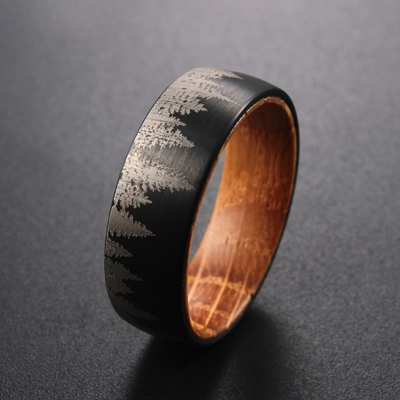 The Explorer | Tungsten Olive Wood Wedding Band | Forge & Lumber ...